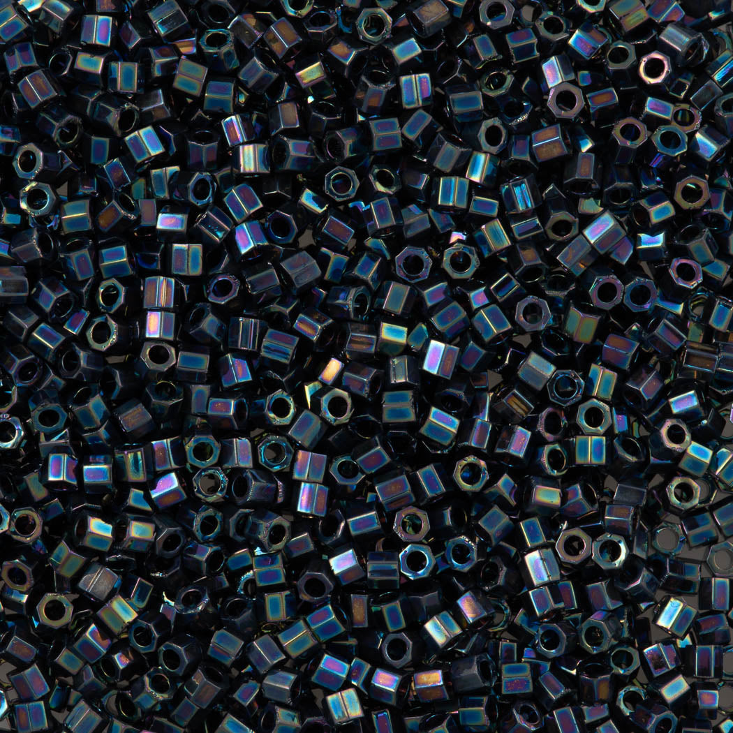 Miyuki Hex Cut Delica Seed Bead 10/0 Black Rainbow 2-inch Tube DBMC5 ...