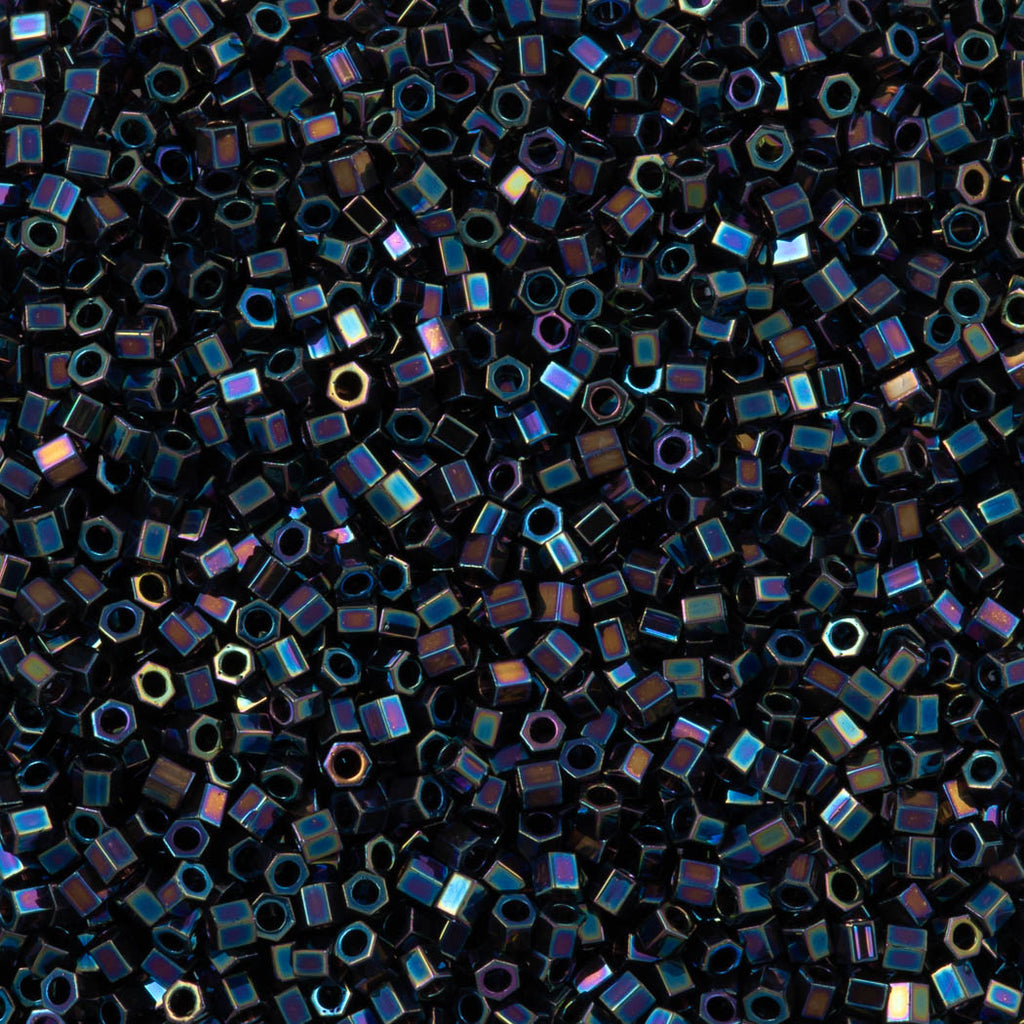 Miyuki Hex Cut Delica Seed Bead 15/0 Black Rainbow 2-inch Tube DBSC5 ...