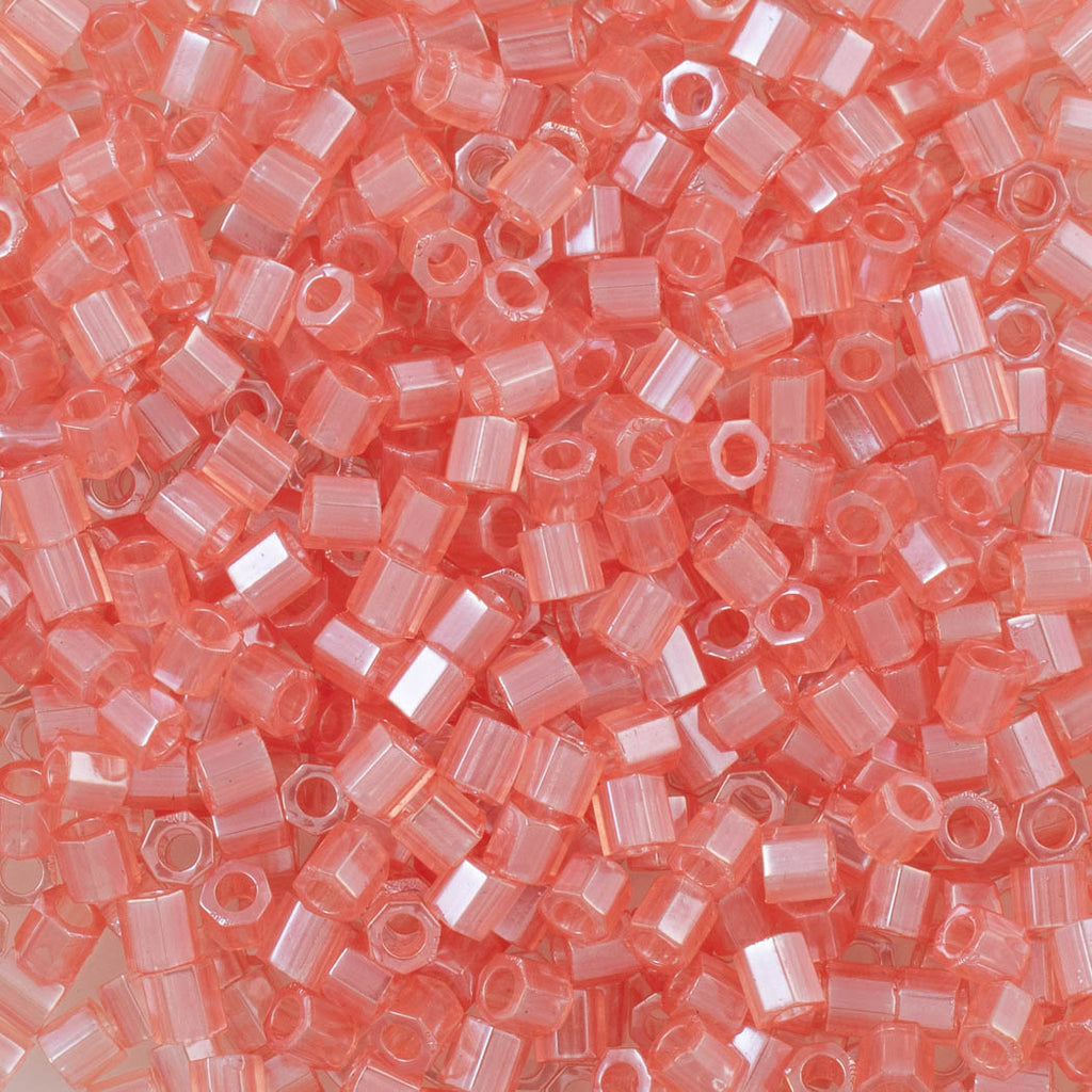 Miyuki Hex Cut Delica Seed Bead 8/0 Transparent Pink Glazed Luster 2-i ...
