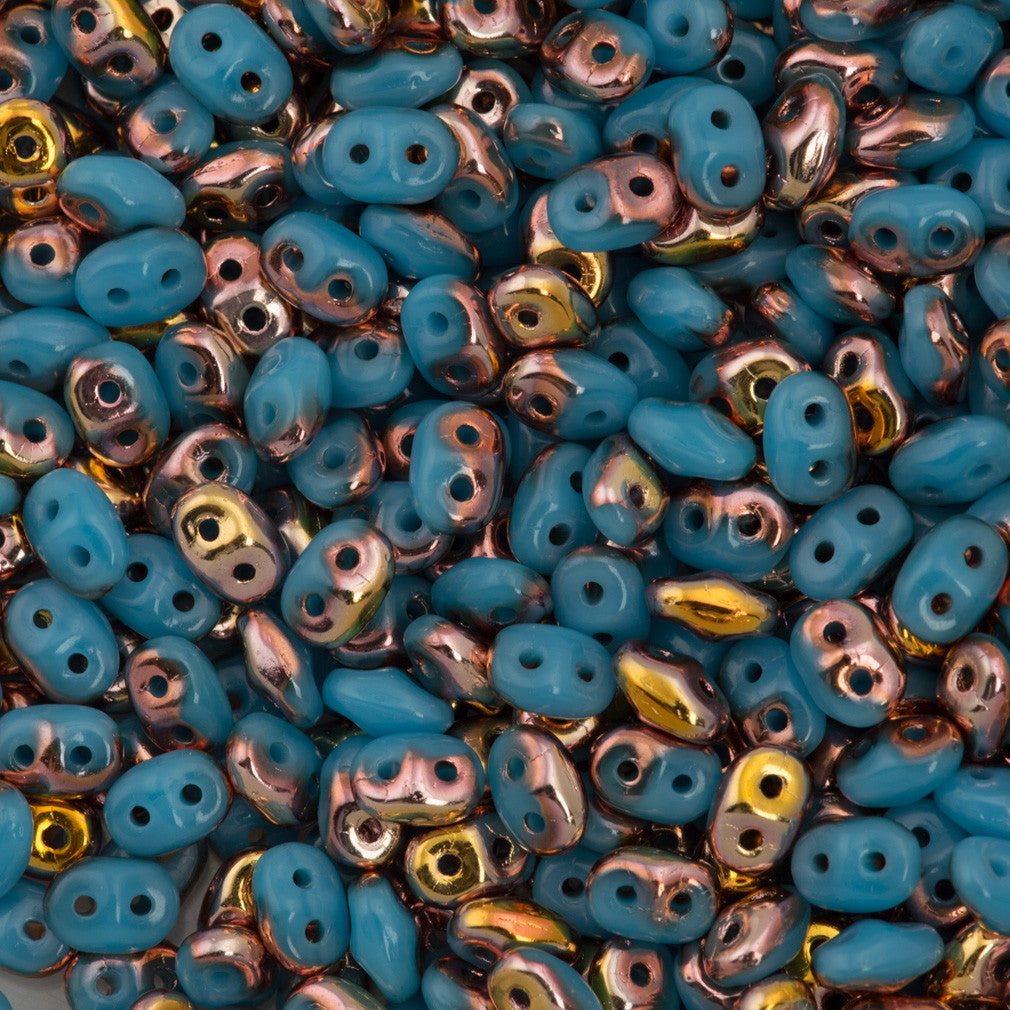 Super Duo 2x5mm Two Hole Beads Opaque Light Blue Capri Gold 22g Tube ...