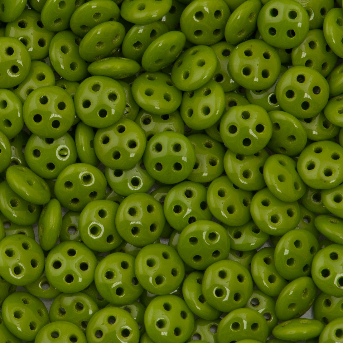 CzechMates 6mm Four Hole QuadraLentil Opaque Olive Beads 15g (53420 ...