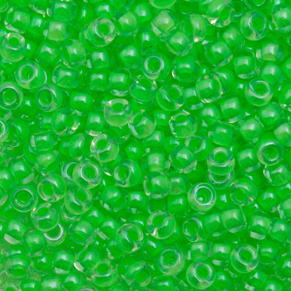 Miyuki Round Seed Bead 6/0 Inside Color Lined Light Green 20g Tube (11 ...