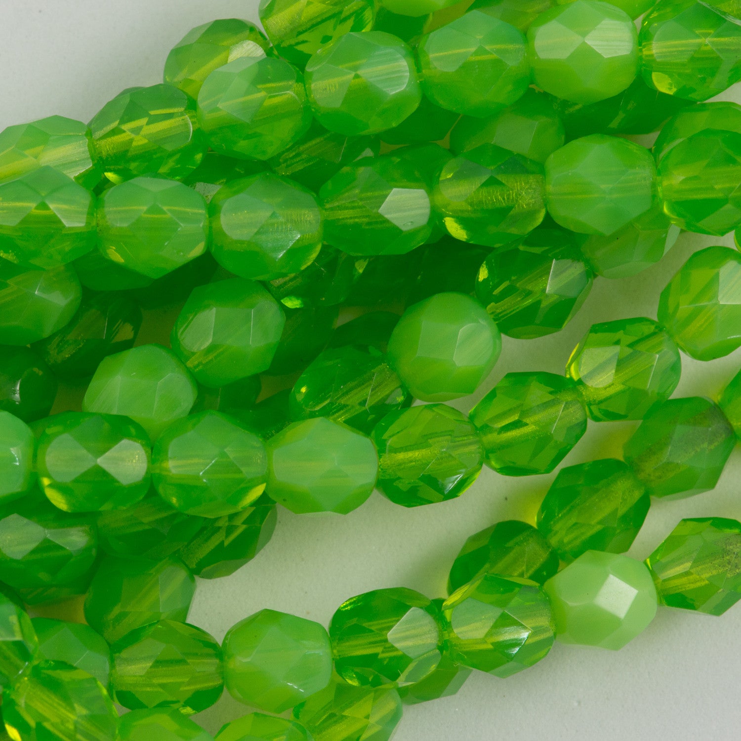50 Czech Fire Polished 6mm Round Bead Milky Dark Peridot 51010 | Aura ...