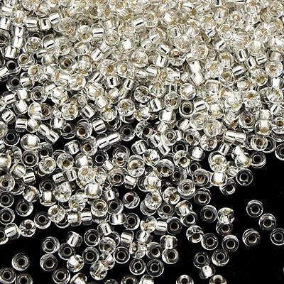 Miyuki Round Seed Bead 15/0 Crystal Silver Lined #1 – Aura Crystals, LLC