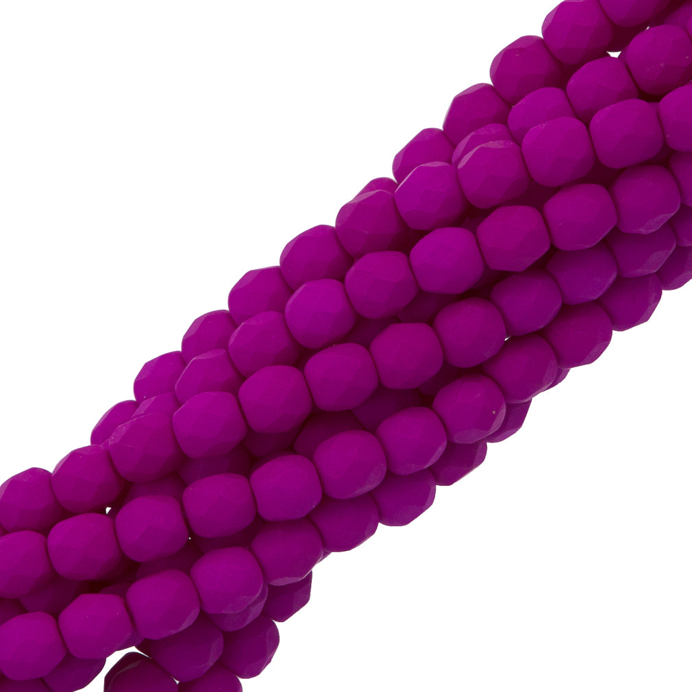 100 Czech Fire Polished 3mm Round Bead Neon Purple (25125) | Aura ...