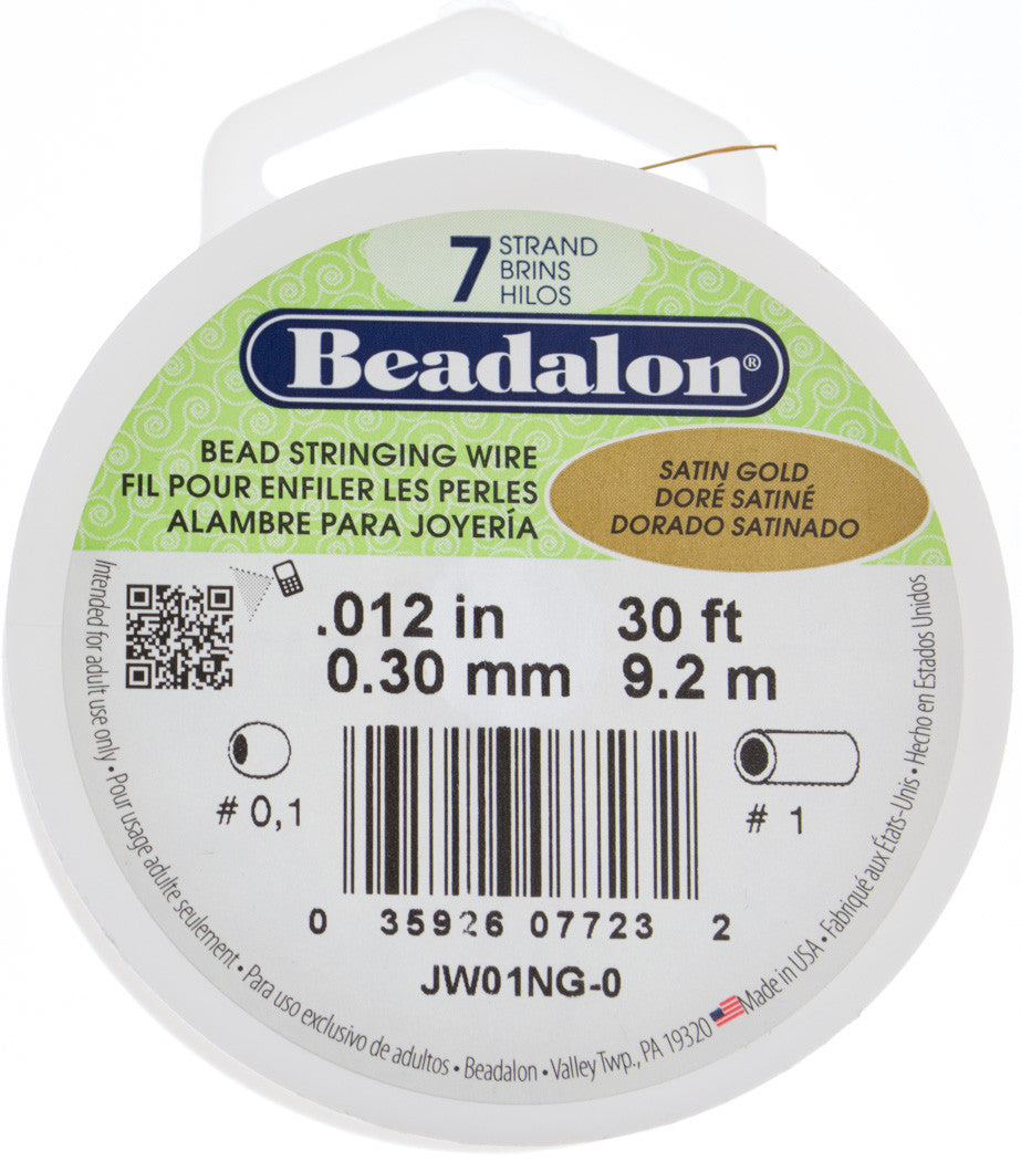 Beadalon 7 Strand Satin Gold .3mm Beading Wire 30ft | Aura Crystals, LLC