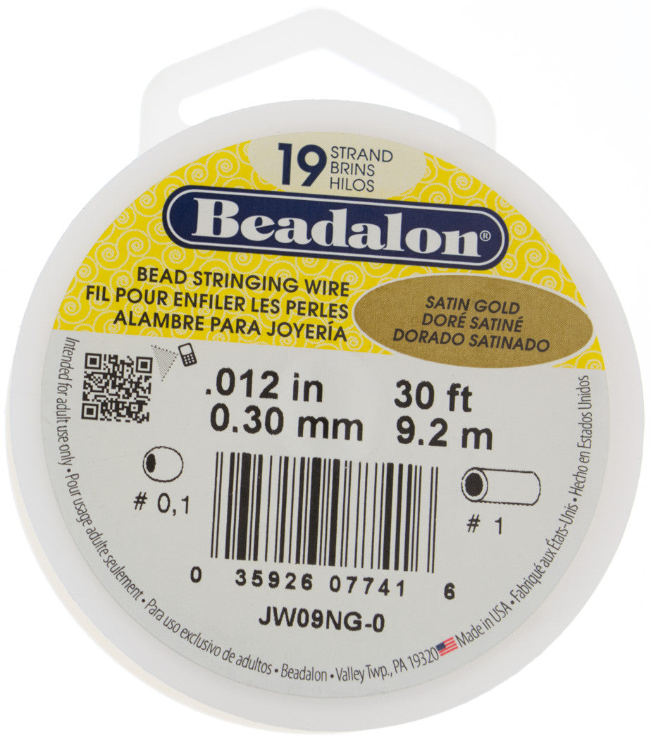Beadalon 19 Strand Satin Gold .3mm Beading Wire 30ft | Aura Crystals, LLC