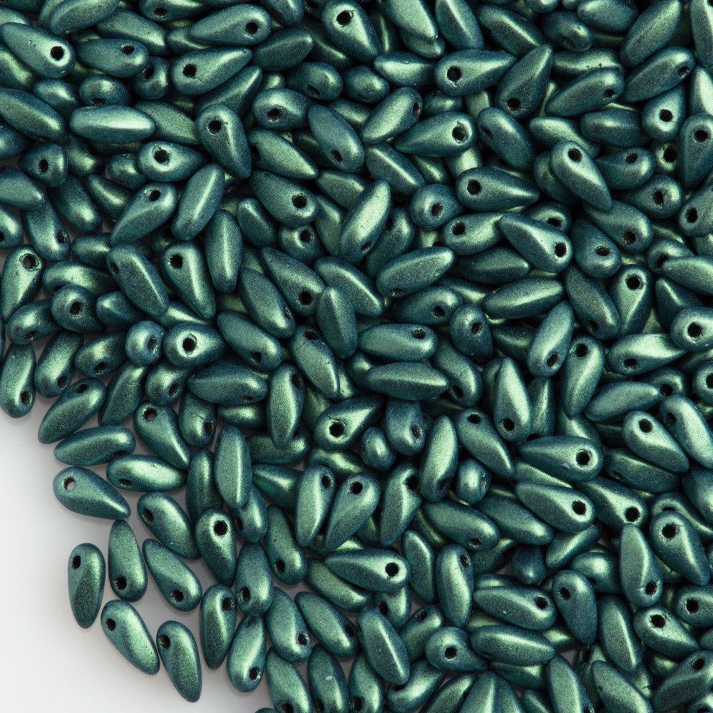 Czech Mini Dagger Metallic Suede Light Green Beads 8g Tube (79051 ...