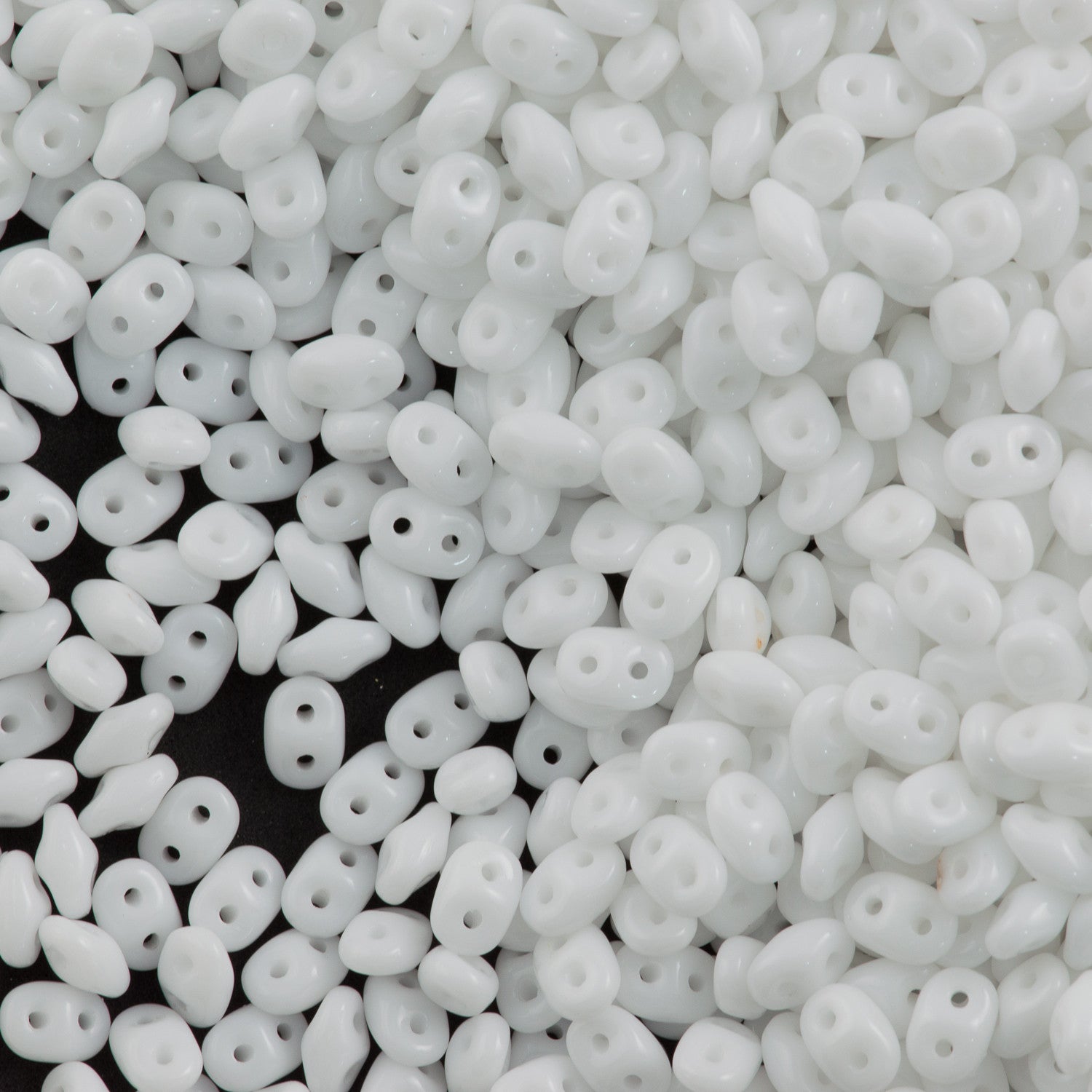 Super Duo 2x5mm Two Hole Beads Opaque White 03000 | Aura Crystals, LLC