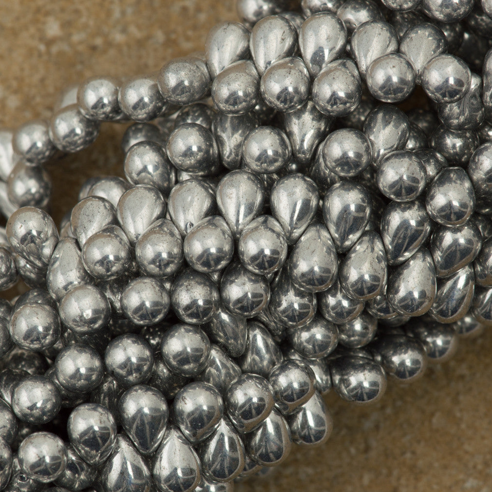 90 Czech 6x4mm Tear Drop Silver Beads (27000) – Aura Crystals, LLC