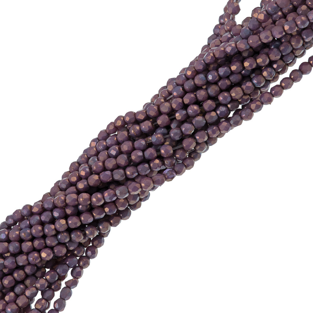 100 Czech Fire Polished 2mm Round Bead Opaque Matte Bronze Smoke Luste ...