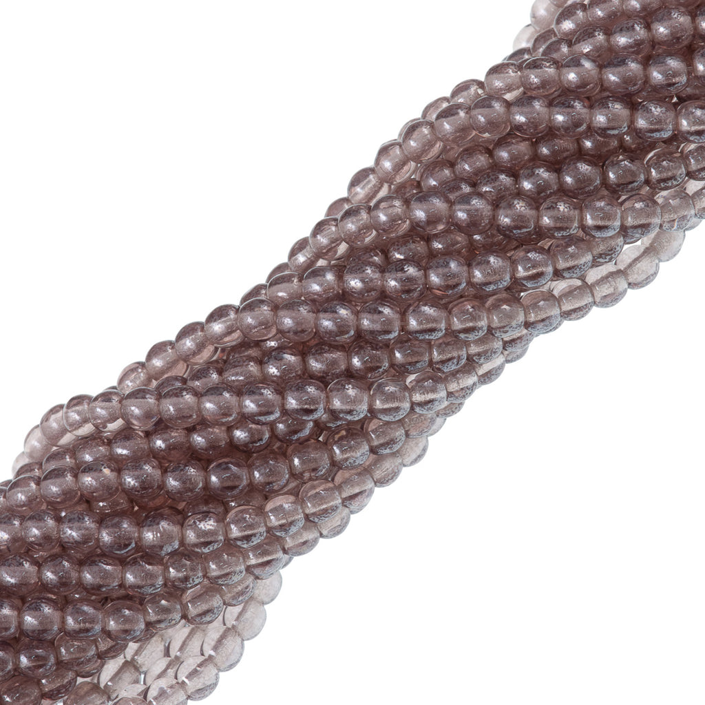 Czech 4mm Pressed Glass Round Beads Light Amethyst Luster 20020L | Aura ...