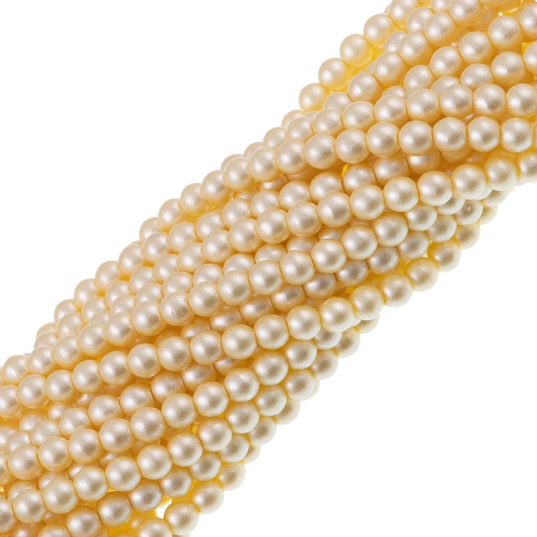 100 Czech 4mm Round Cream Glass Pearl Beads – Aura Crystals, LLC