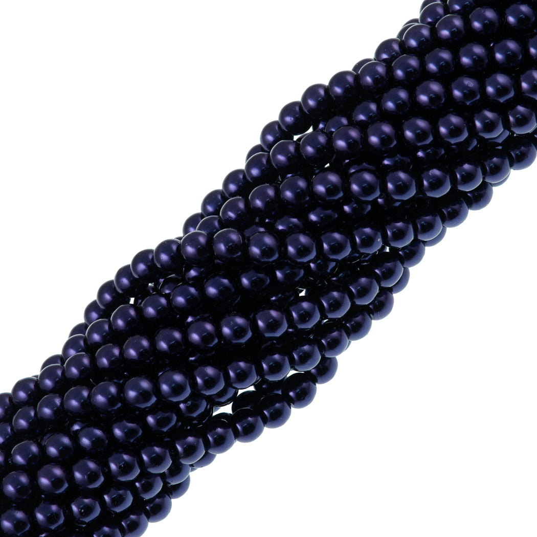 100 Czech 4mm Round Royal Purple Glass Pearl Coat Beads | Aura Crystals ...