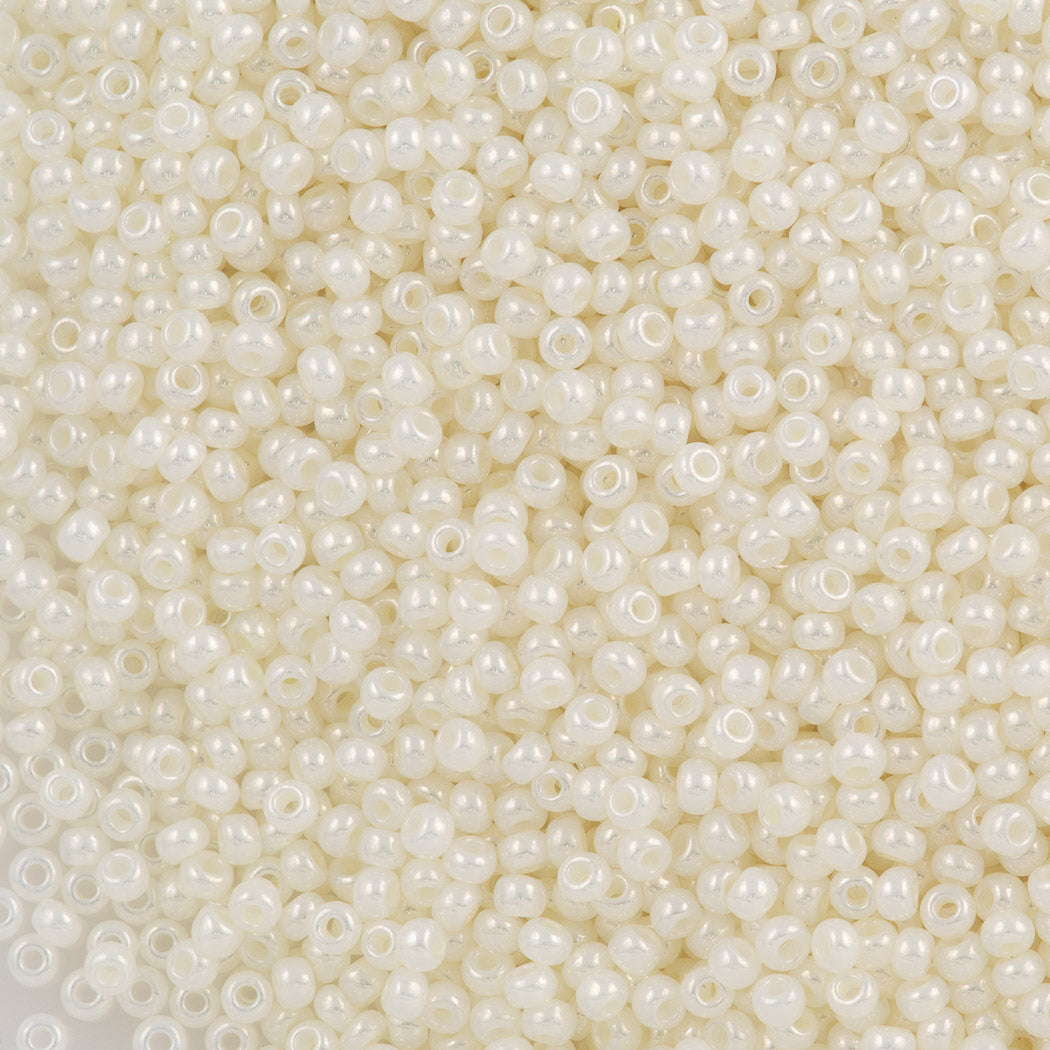 Czech Seed Bead 8/0 Ceylon Pearl White 50g (47102) | Aura Crystals, LLC