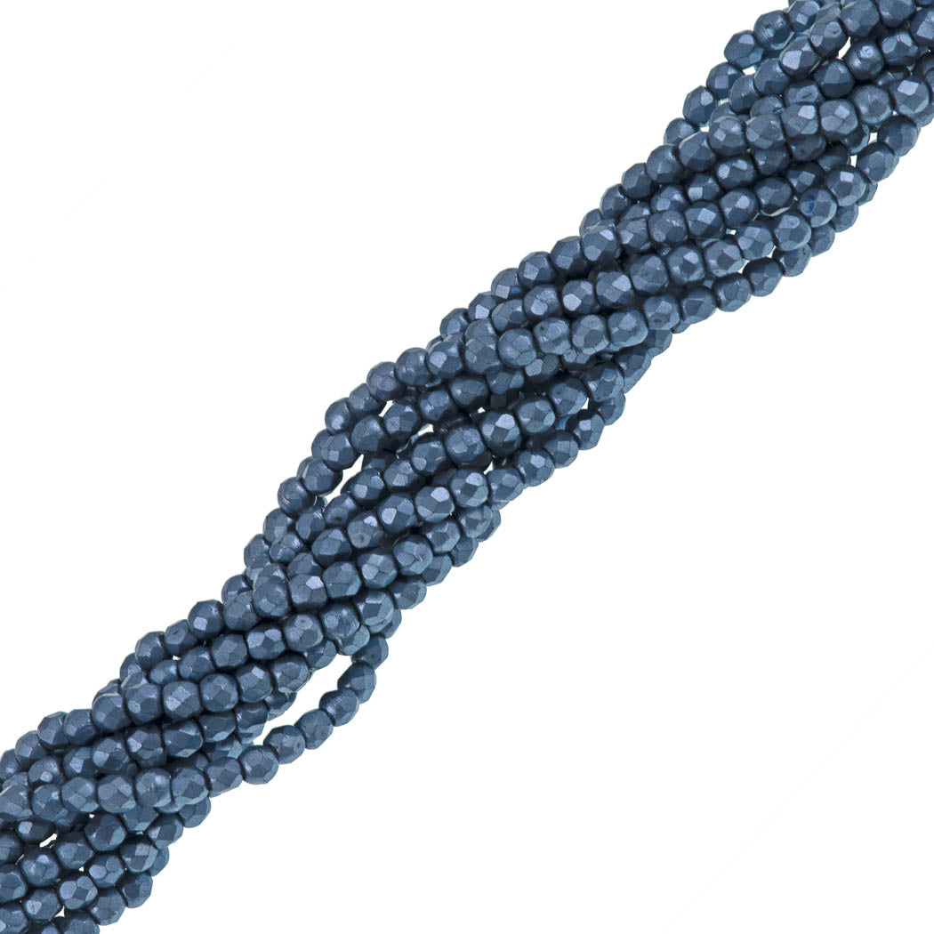 100 Czech Fire Polished 2mm Round Bead Saturated Metallic Neutral Gray ...