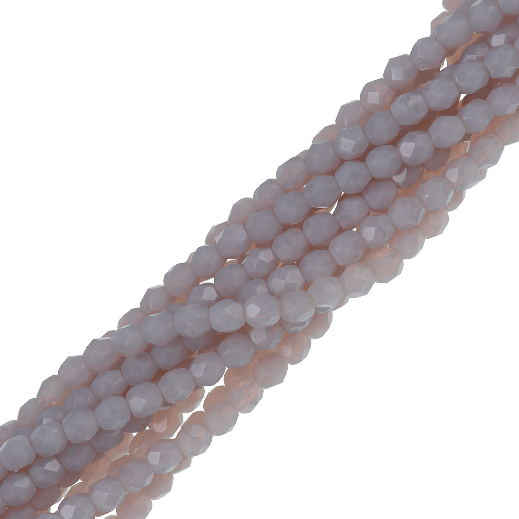 100 Czech Fire Polished 4mm Round Bead Milky Light Amethyst 21000 ...