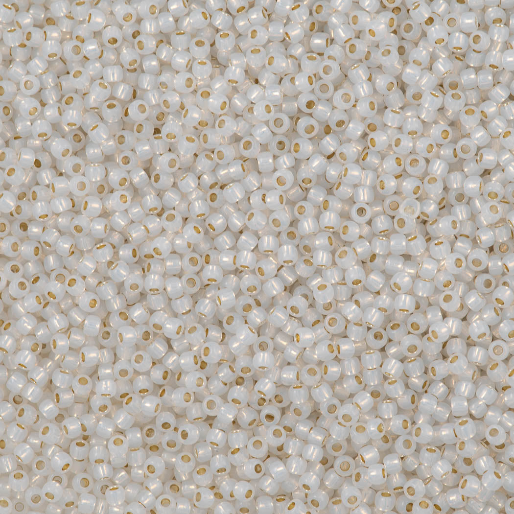 50g Toho Round Seed Bead 11/0 PermaFinish Translucent Silver Lined Whi ...
