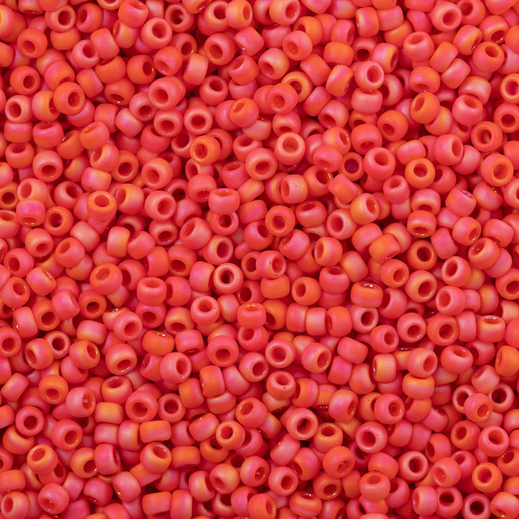 50g Toho Round Seed Bead 8/0 Opaque Matte Pumpkin AB (410F) | Aura ...