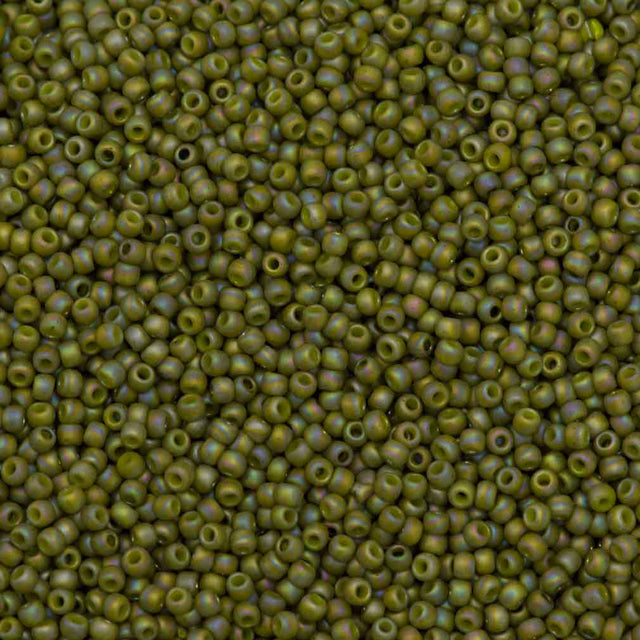 50g Toho Round Seed Bead 8/0 Matte Semi Glazed Olive AB (2631F) – Aura ...